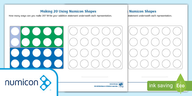 Making 20 Using Numicon Shapes Worksheet (teacher made)